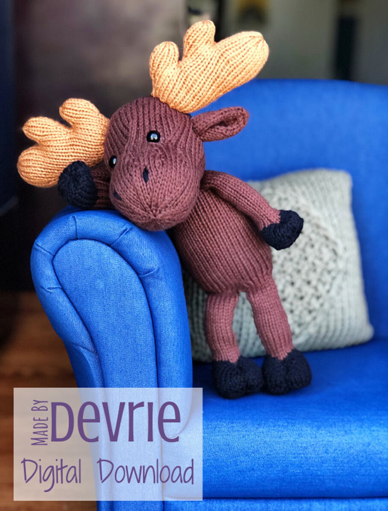 DIGITAL DOWNLOAD Knit Moose Knitting Pattern Moose Pattern | Etsy