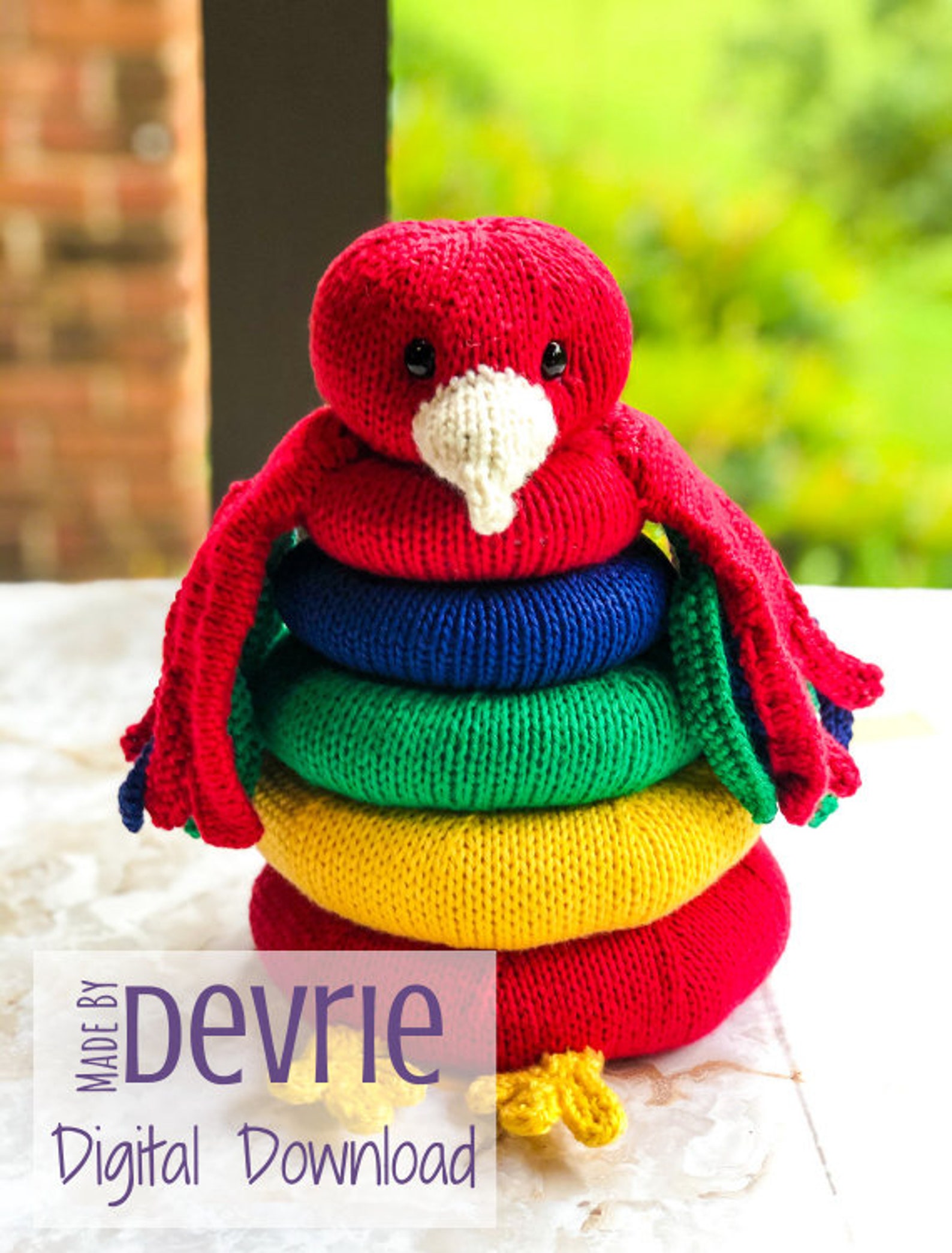 Parrot Stackable Knitted Ring Toy Knit Toy Stackable Toy - Etsy
