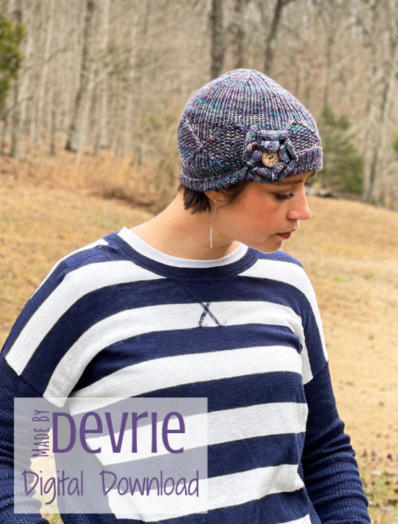 Knitting Pattern for a Easy Knit Hat With a Flower, Knit Hat, Hat With ...