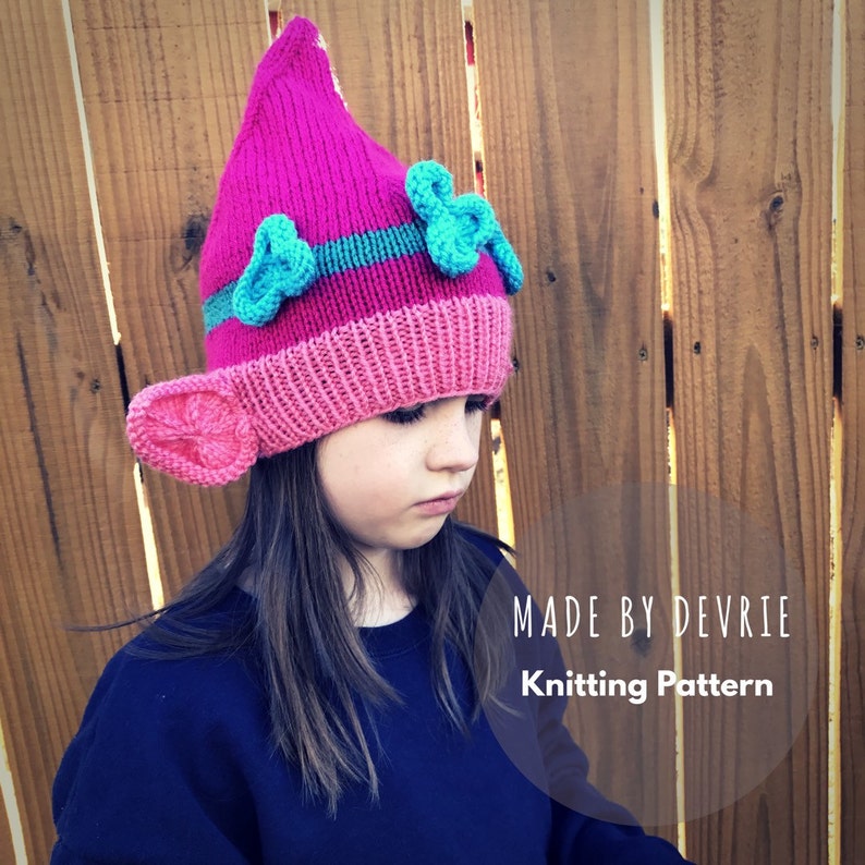 DIGITAL Download Poppy Troll Inspired Hat KNITTING PATTERN | Etsy