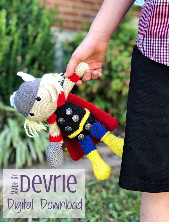 Hammer Superhero Plush Knitted Toy Pattern Knitting Pattern | Etsy