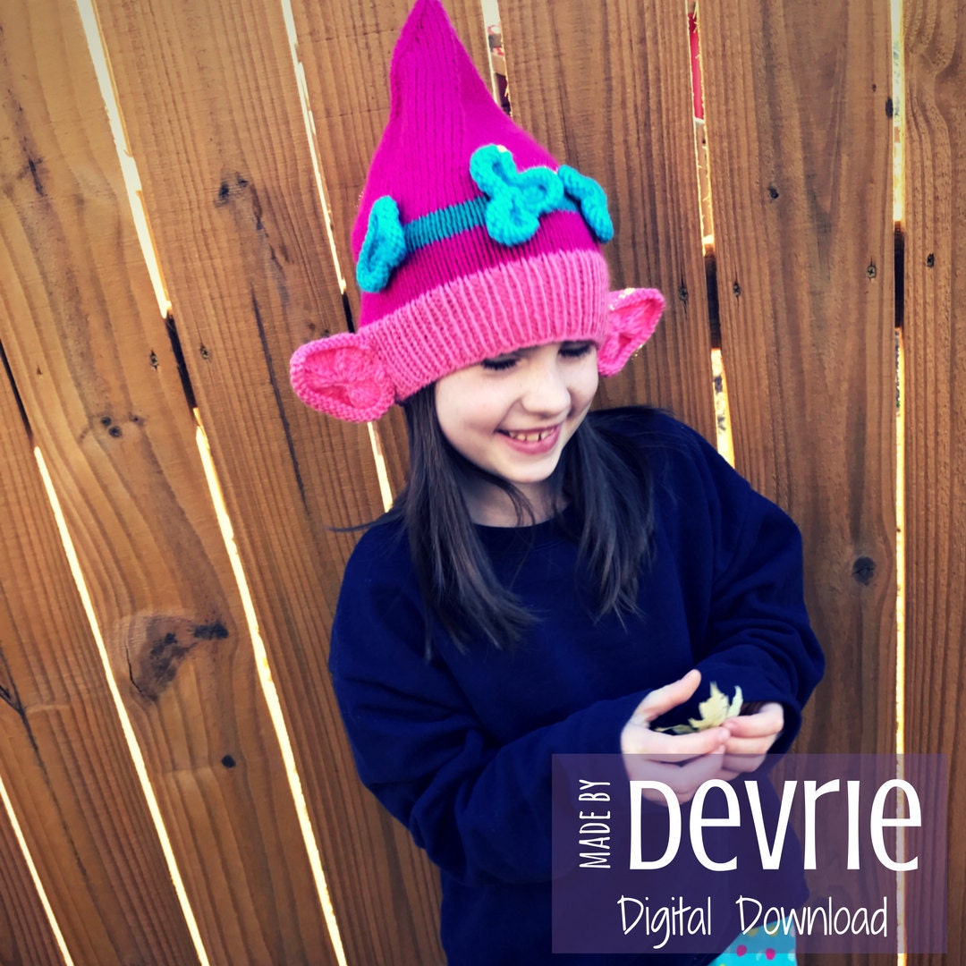 DIGITAL Download, Poppy Troll Inspired, Hat, KNITTING PATTERN, Knit Hat ...