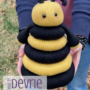 Knitted Bee Stackable Ring Toy, DIGITAL DOWNLOAD, Knitting Pattern ...