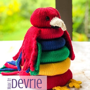 Parrot Stackable Knitted Ring Toy, Knit Toy, Stackable Toy, Toy Parrot ...