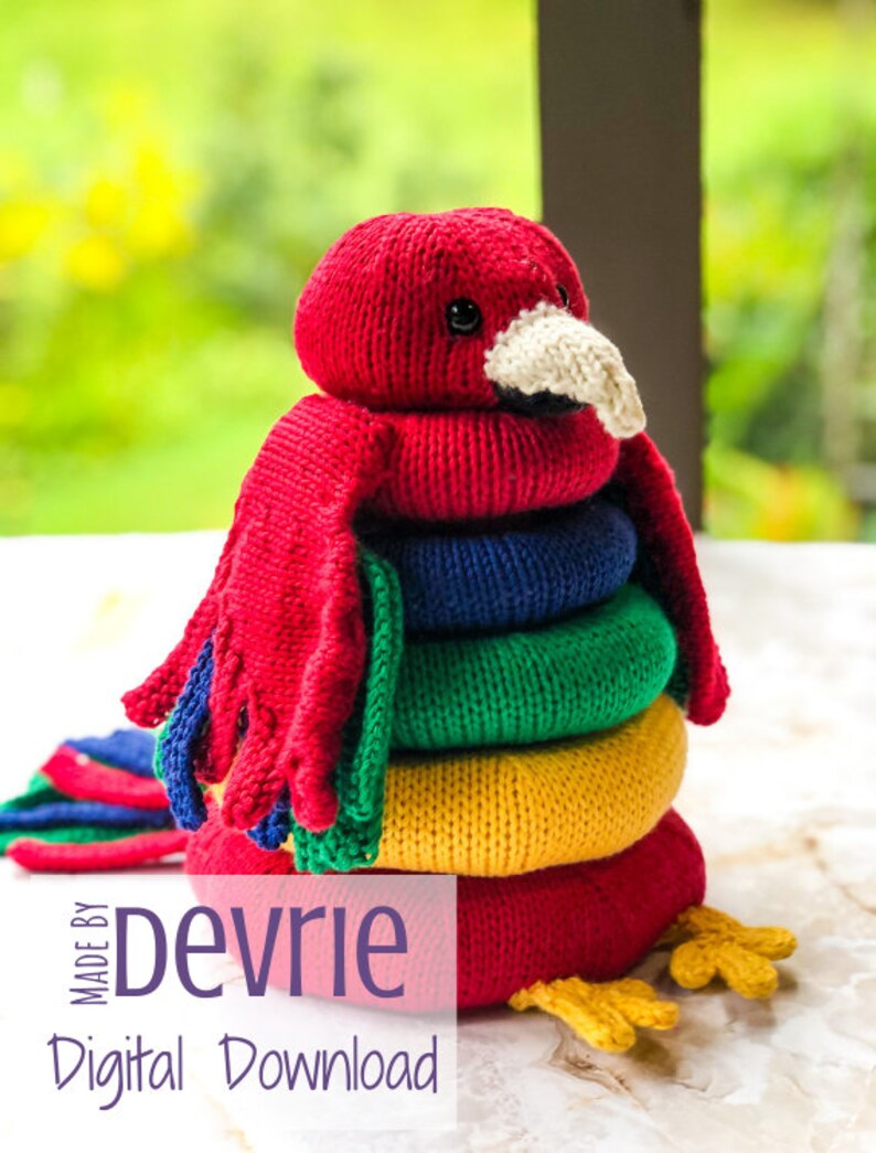 Parrot Stackable Knitted Ring Toy Knit Toy Stackable Toy - Etsy