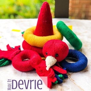 Parrot Stackable Knitted Ring Toy, Knit Toy, Stackable Toy, Toy Parrot ...