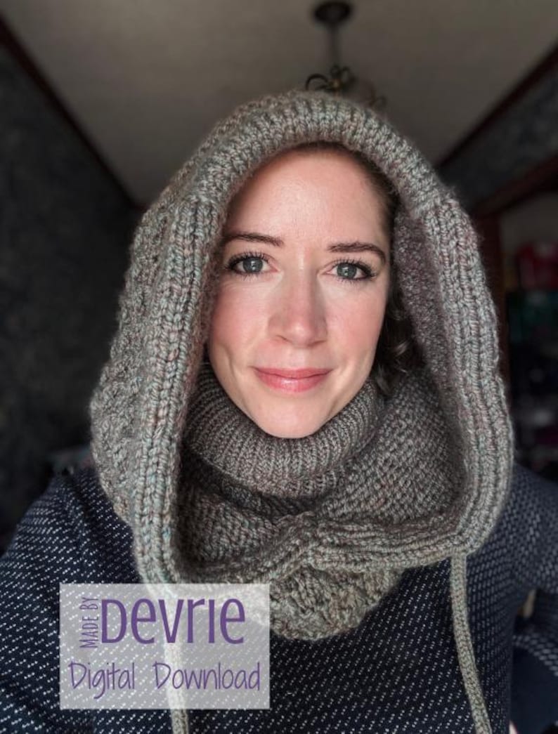 Chunky Knit Hood, Beginner Friendly, PDF File, Winter Hood Knitting ...