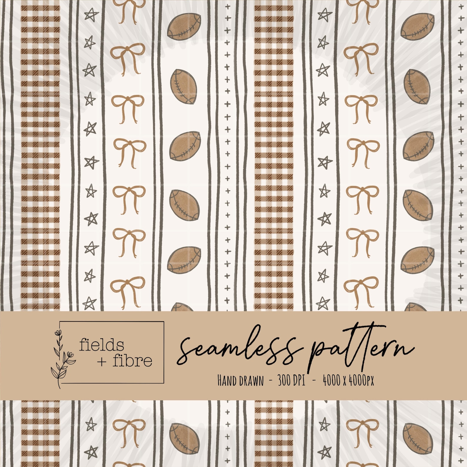 Striped Football Seamless Pattern Hand Drawn Coquette Digital Paper ...