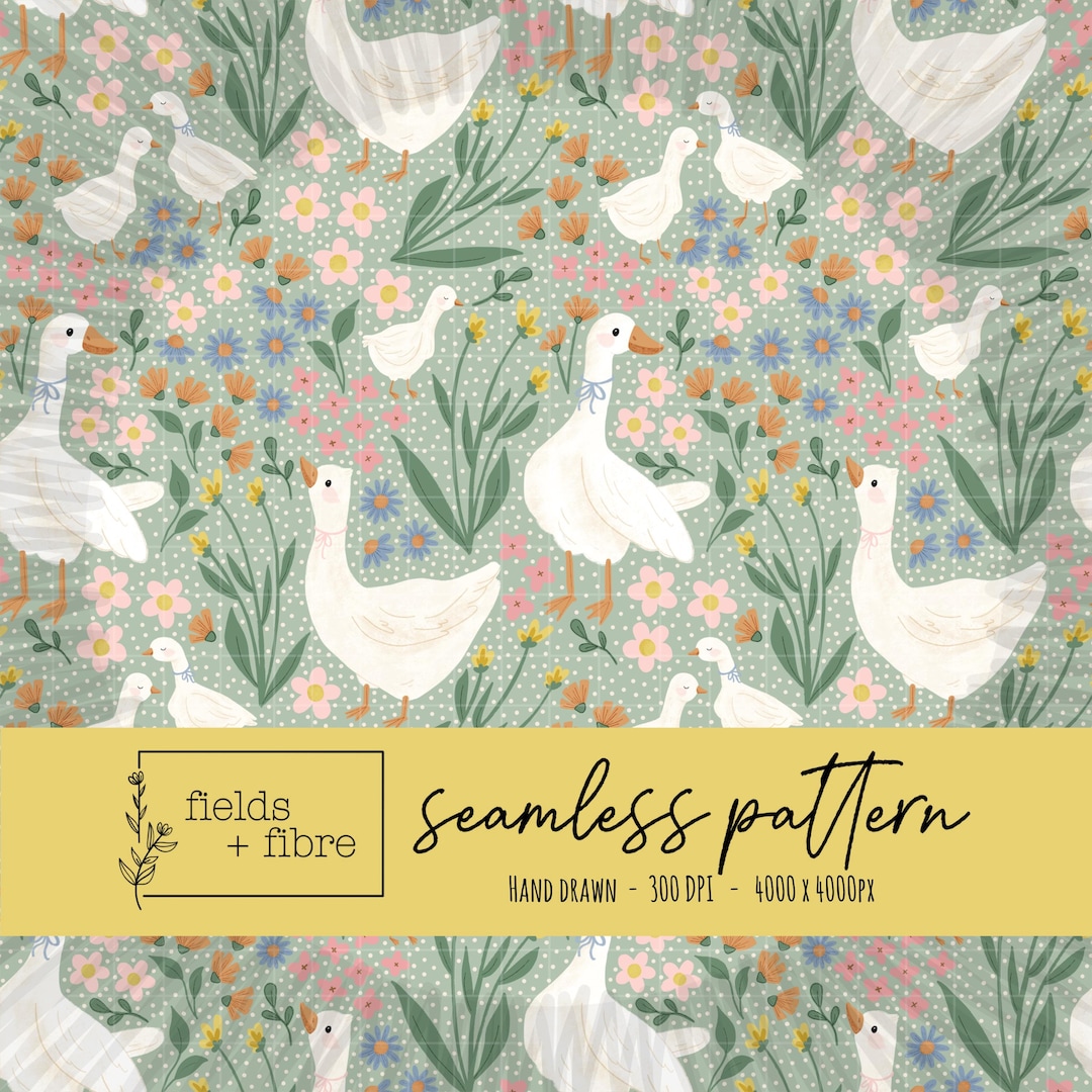 Spring Goose Seamless Pattern Hand Drawn Whimsical Digital Paper ...