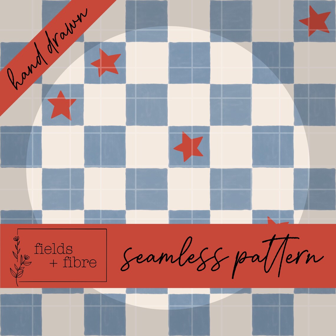 Patriotic Patchwork Blue Seamless Pattern Hand Drawn American Digital ...