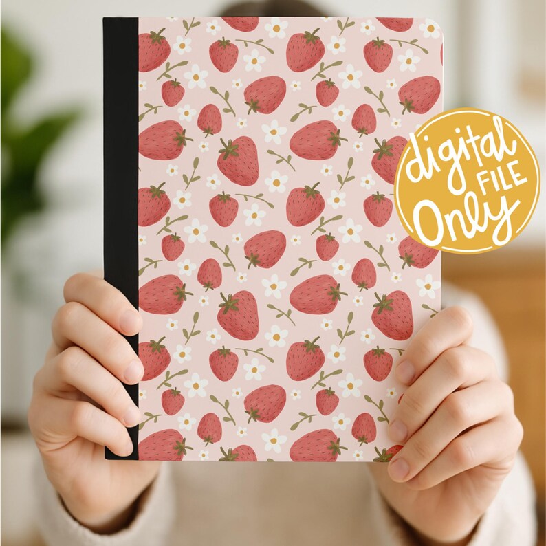 Printable Composition Notebook Cover PNG Strawberry Fields Personal ...