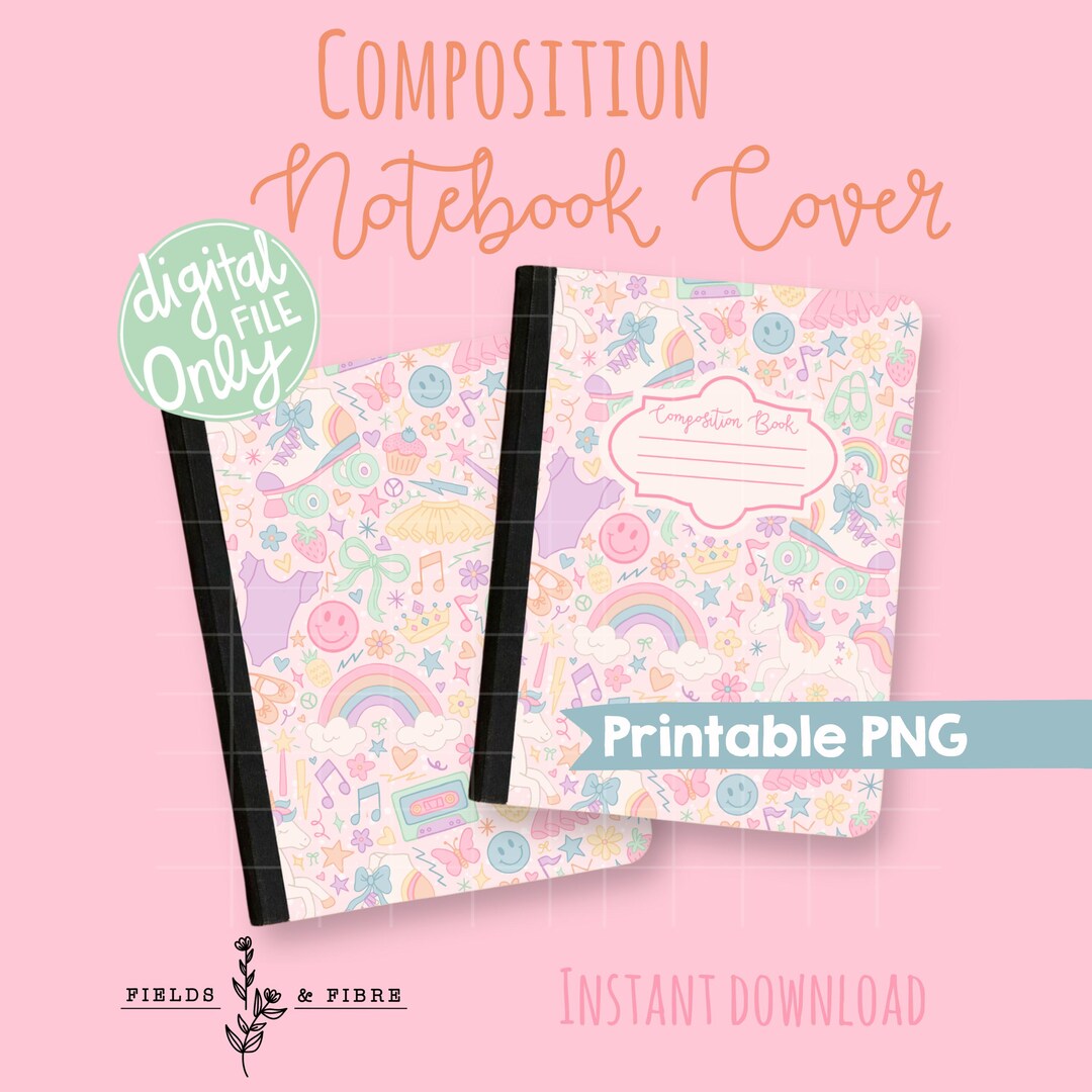 Printable Composition Notebook Cover PNG Rainbow Unicorn Personal ...