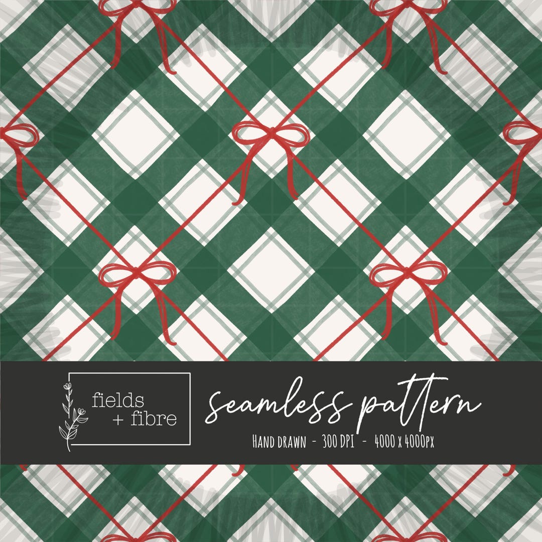 Christmas Plaid Seamless Pattern Hand Drawn Coquette Digital Paper ...
