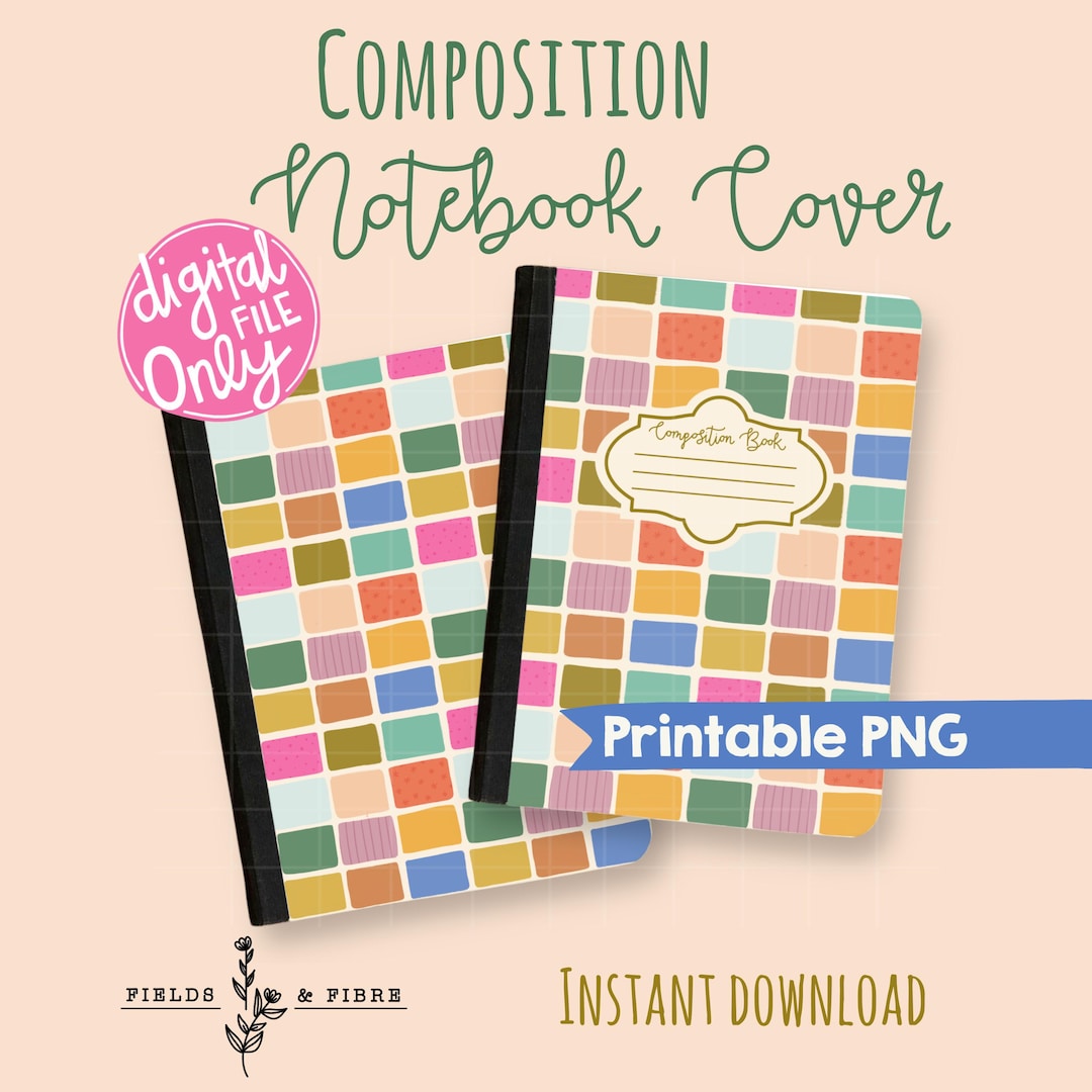 Printable Composition Notebook Cover PNG Funky Geometric Personalized ...