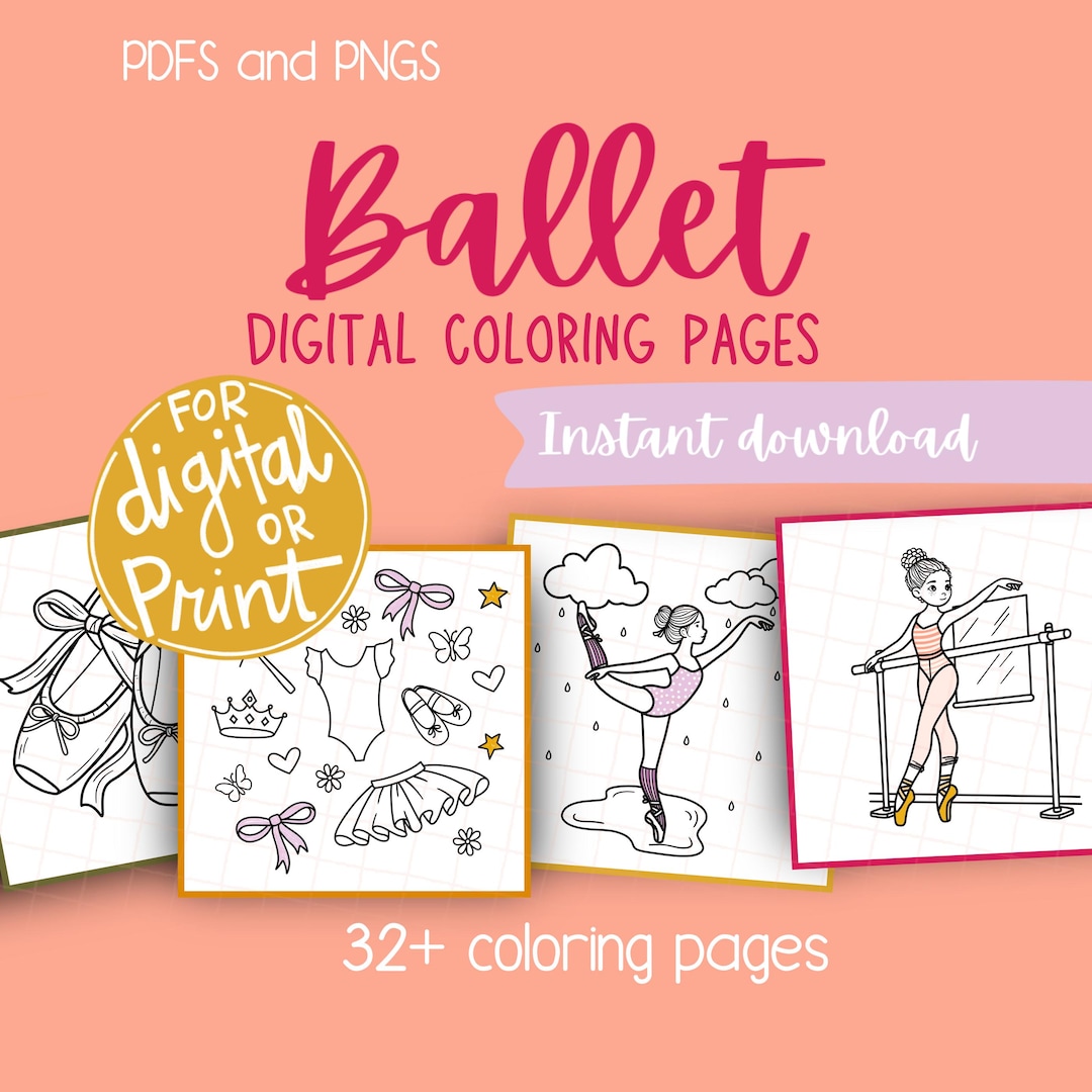 Ballet Digital Coloring Book Pages Hand Drawn Instant Download Easy ...