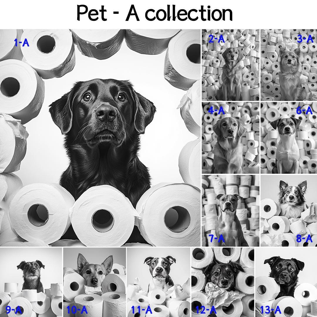 Dog in Toilet, Pet in Bathtub, Custom Bathroom Dog Wall Art, Funny Pet ...