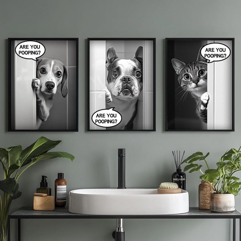 Are You Pooping Poster,funny Pet Bathroom Wall Art Print,custom Pet ...