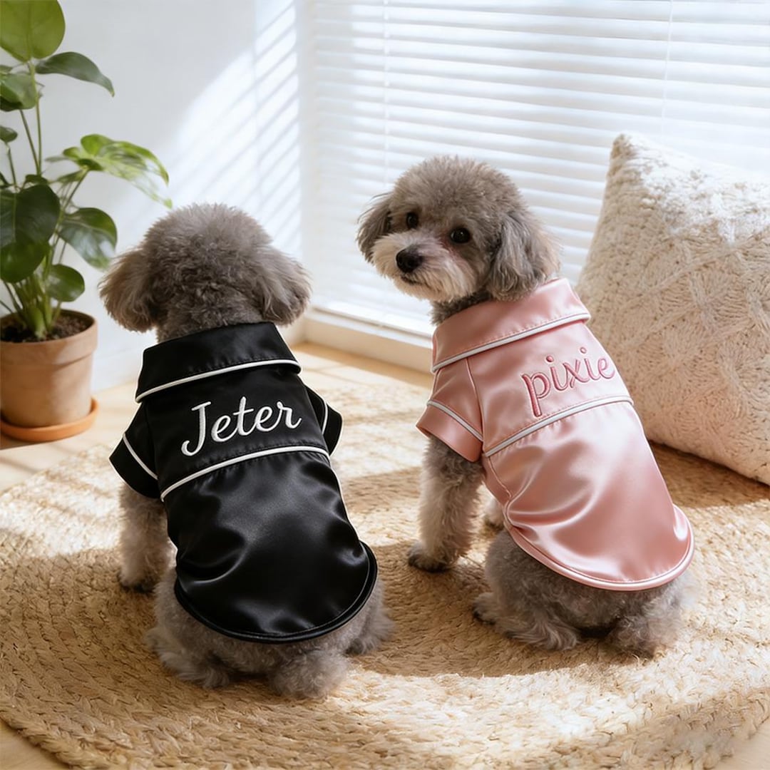 Personalized Dog Pajamas, Custom Embroidered Pet Sleepwear, Luxury ...
