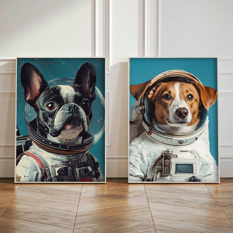 Personalized Space Pet Portrait – Custom Astronaut Dog Art Print, Pet ...