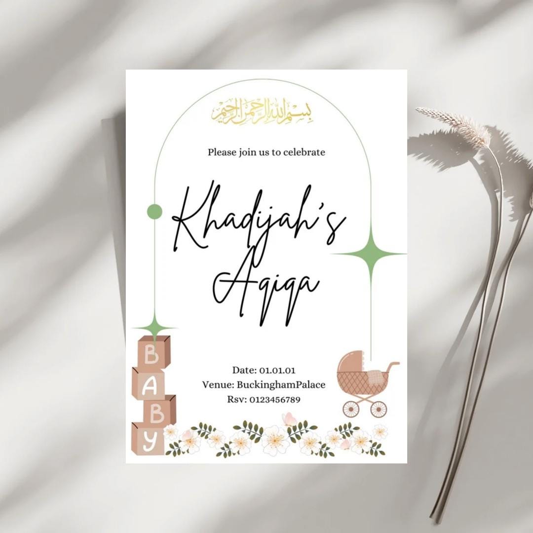 Digital Aqiqa Invitation. Instant Download. Jpeg. Personalised ...