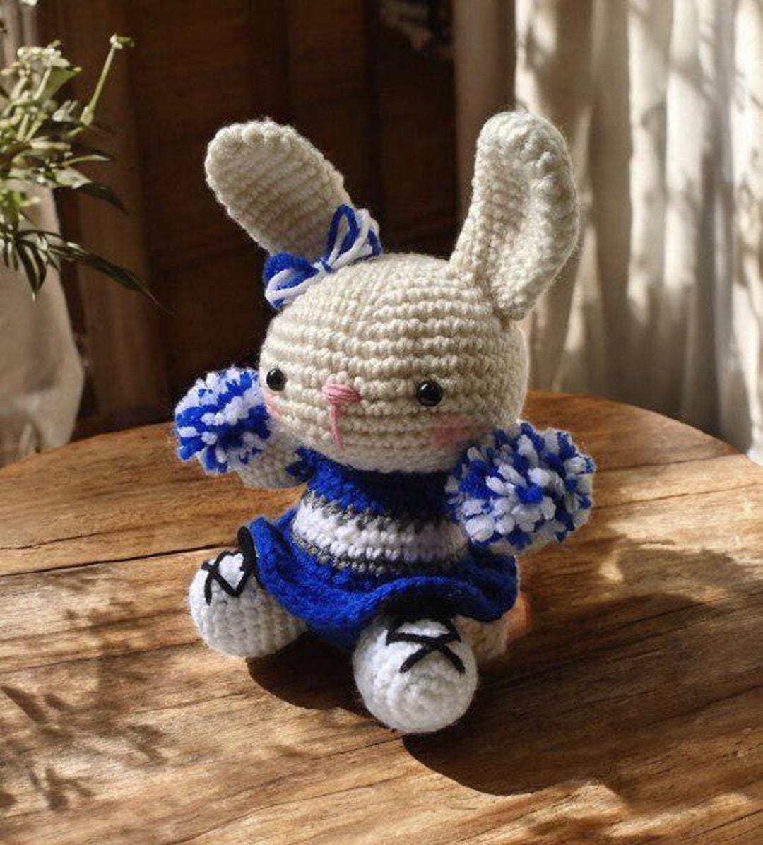 Rabbit Cheerleader Pattern, Amigurumi Rabbit Pattern, Beginner Crochet ...