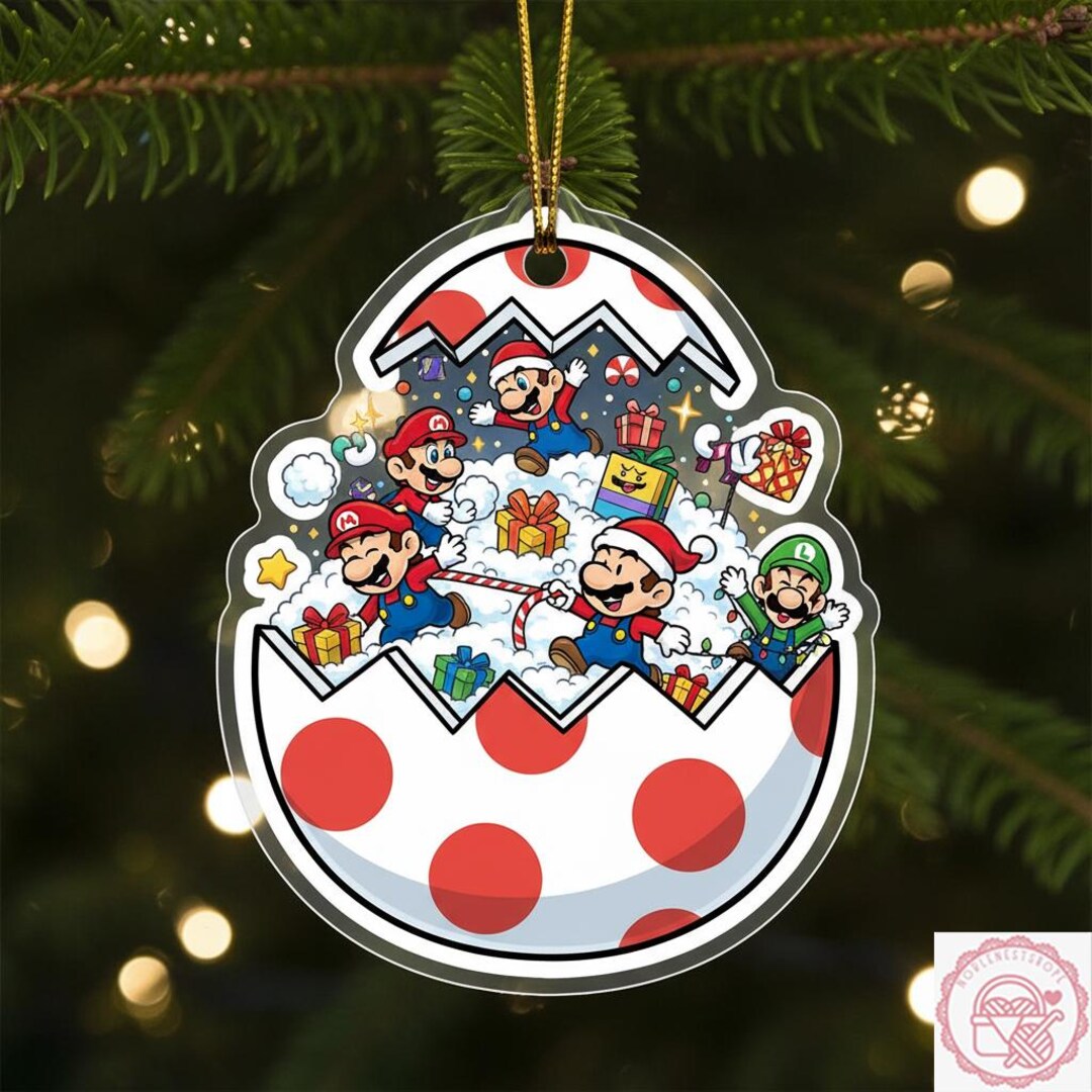 Super Mario Egg Ornament, Cute Mario Holiday Tree Decoration, Gamer ...