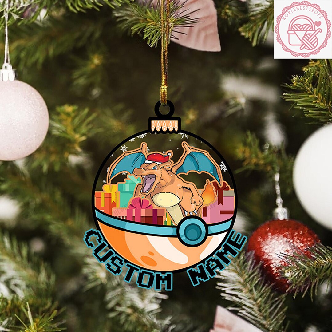 Personalized Charizard in Snowball Christmas Ornament, Charizard ...
