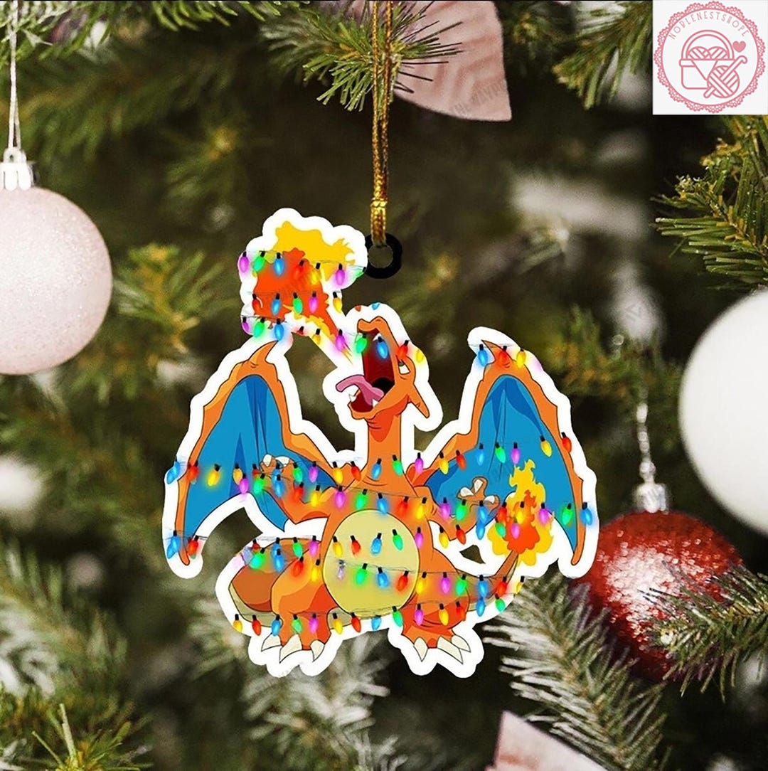 Charizard Christmas Light Ornament, Charizard Christmas Acrylic/wooden ...