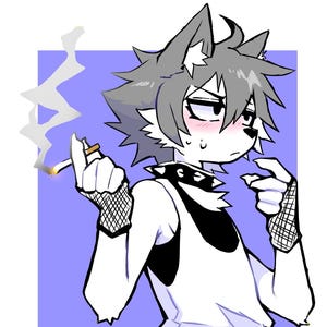 Anime Wolf Boy Kawaii Furry Fursona Smoking Cigarette Lineart Base - Etsy