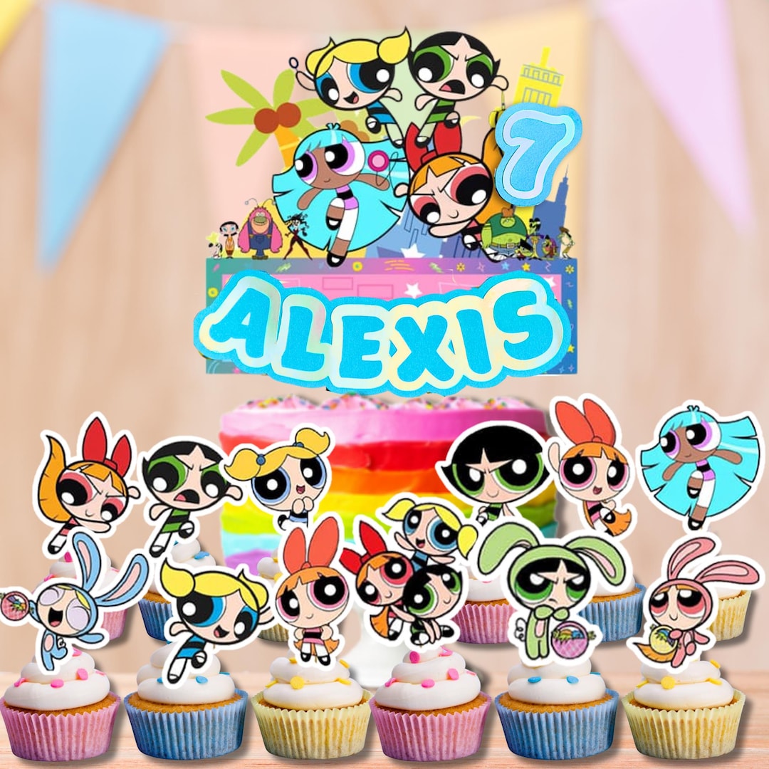 Powerpuff Girls Personalized Cake Cupcake Topper Glitter Shaker LED ...
