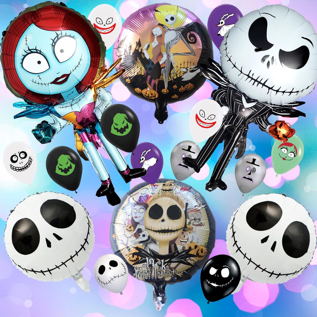 18CT JACK Skellington BALLOONS Bouquet Happy Birthday Supplies ...