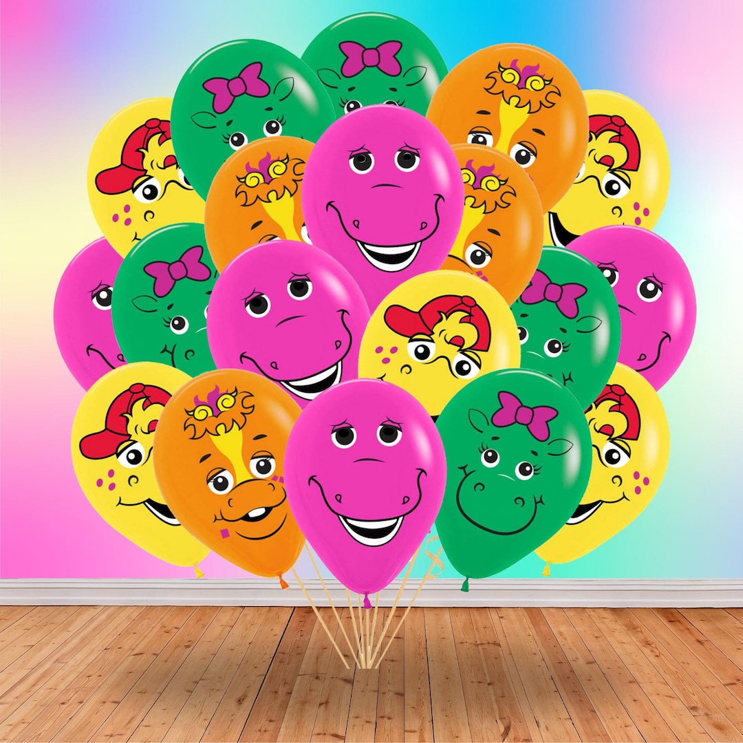 Set Barney Dinosaur BALLOONS Bouquet Happy Birthday Supplies ...