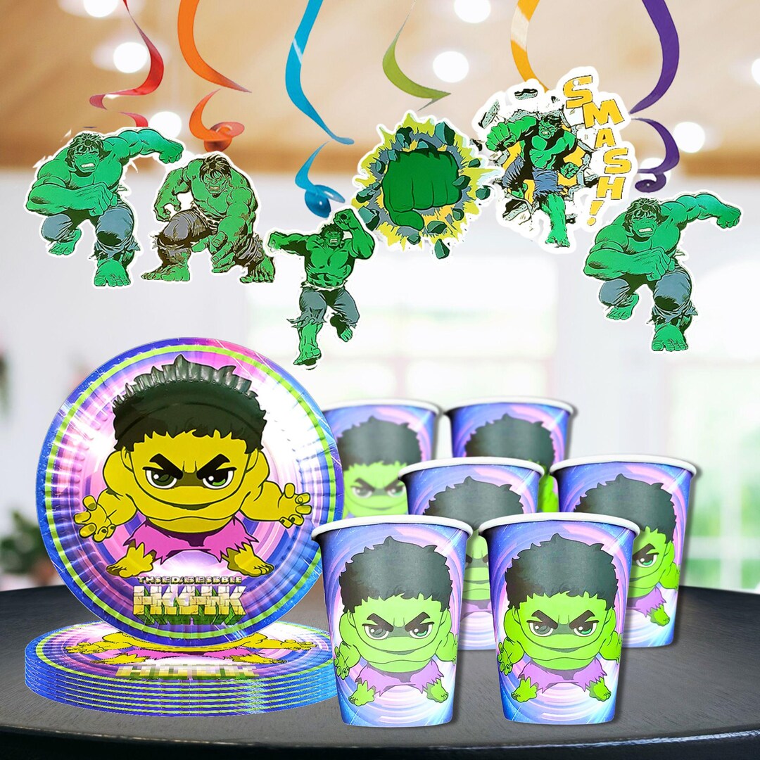 Hulk Hanging Swirls Honeycomb Banner Bracelets Table Happy Birthday ...
