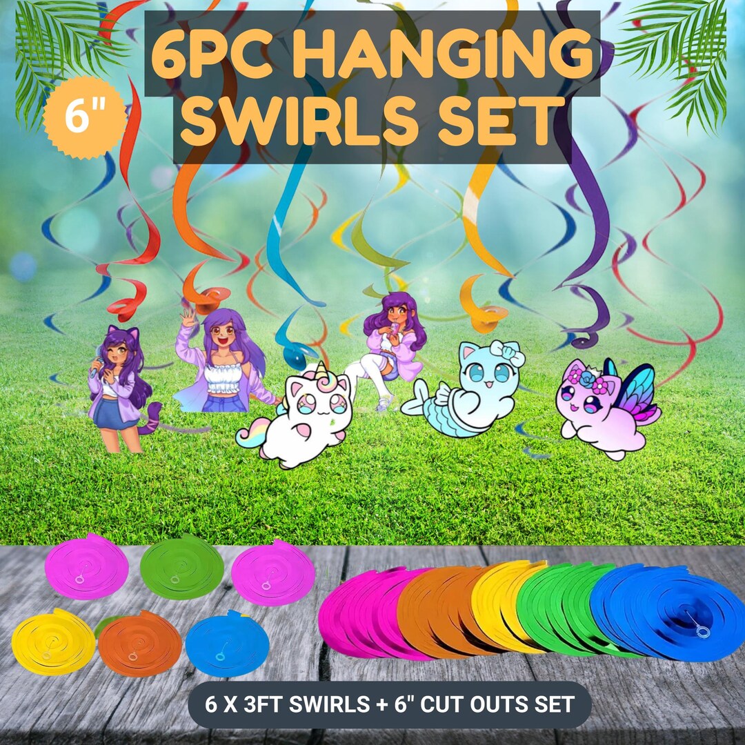 Set Aphmau Girl Doll Hanging Swirls Banner Bracelets Table Happy ...