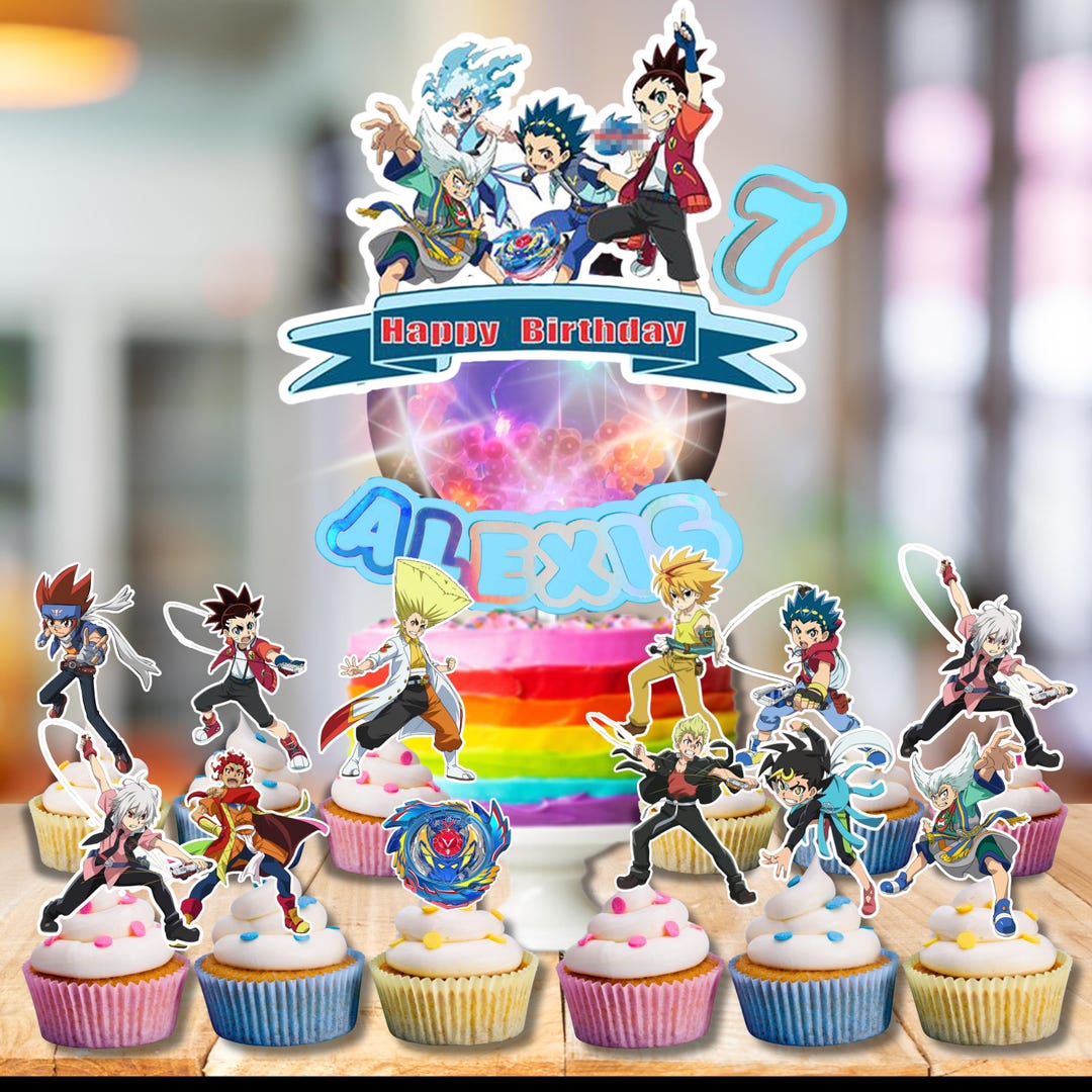 Beyblade Personalized Cake Cupcake Topper Glitter Shaker LED Lights ...
