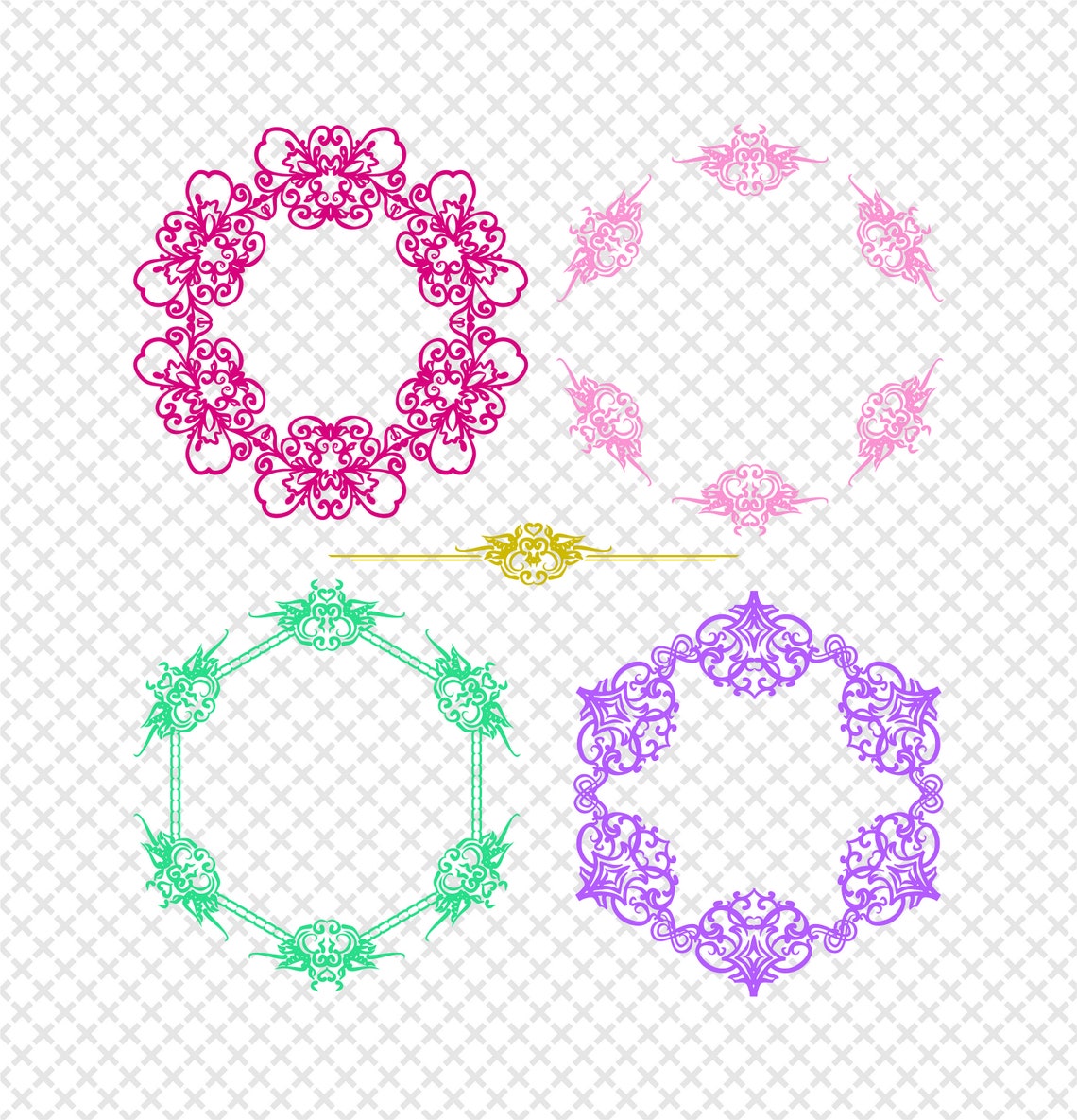 Fancy Style Monogram Frames Print or Cut SVG PNG DXF | Etsy