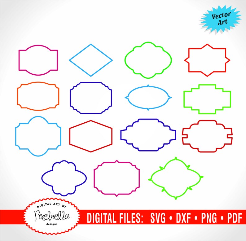 Simple Frames Clipart SVG Frames Clipart Bundle Label Border | Etsy
