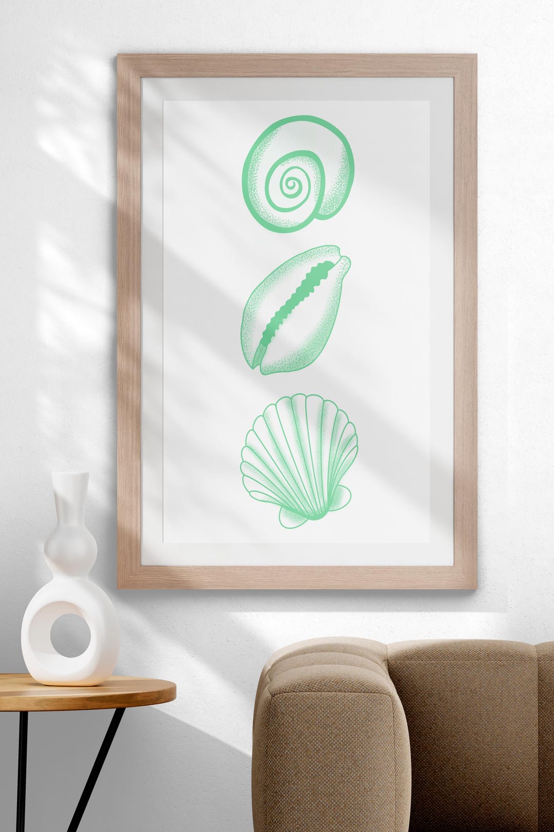 Green Seashell Poster | Coastal Decor | Green | Print | Digital ...