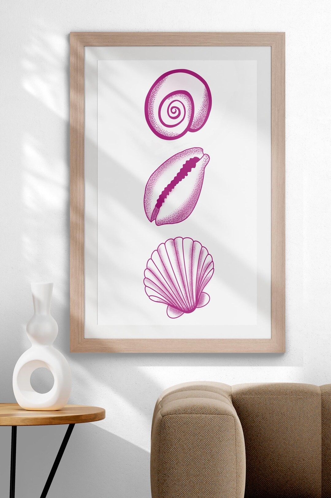 Pink Seashell Poster | Coastal Decor | Pink | Print | Digital Download ...
