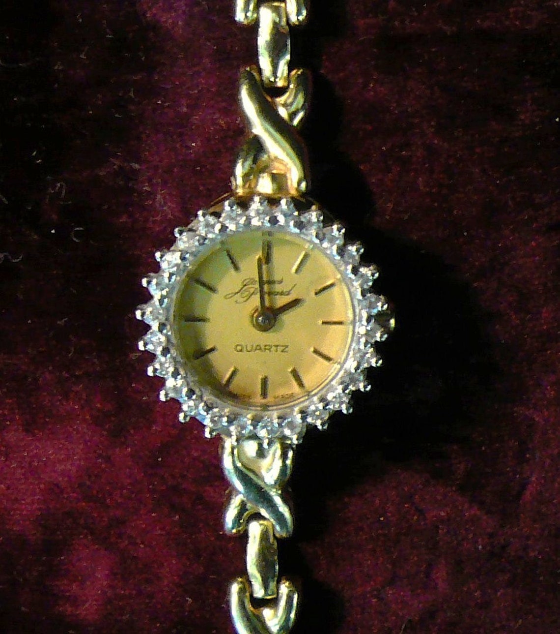 Jacques Prevard 14 KT Gold and Diamond Watch Bracelet - Etsy