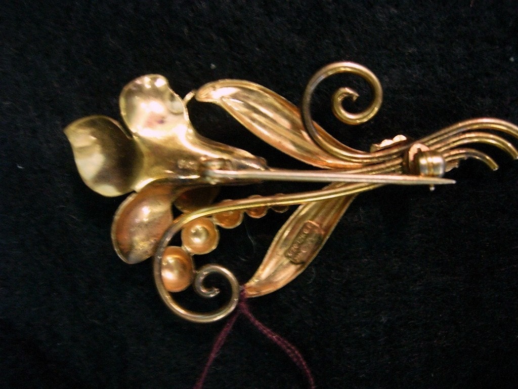 Antique Victorian Rose Gold Flower Lily Pin Brooch - Etsy