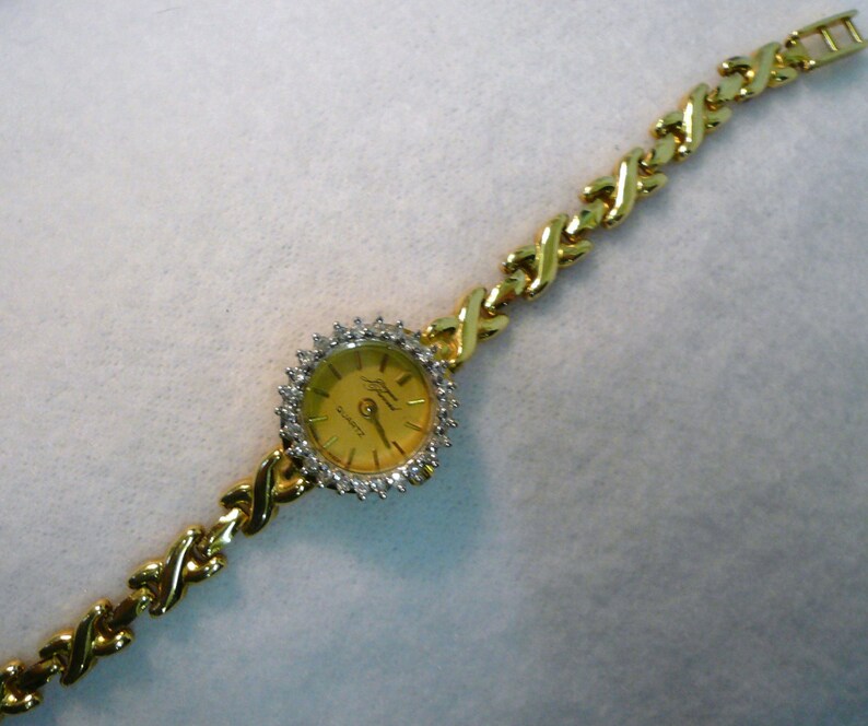 Jacques Prevard 14 KT Gold and Diamond Watch Bracelet - Etsy