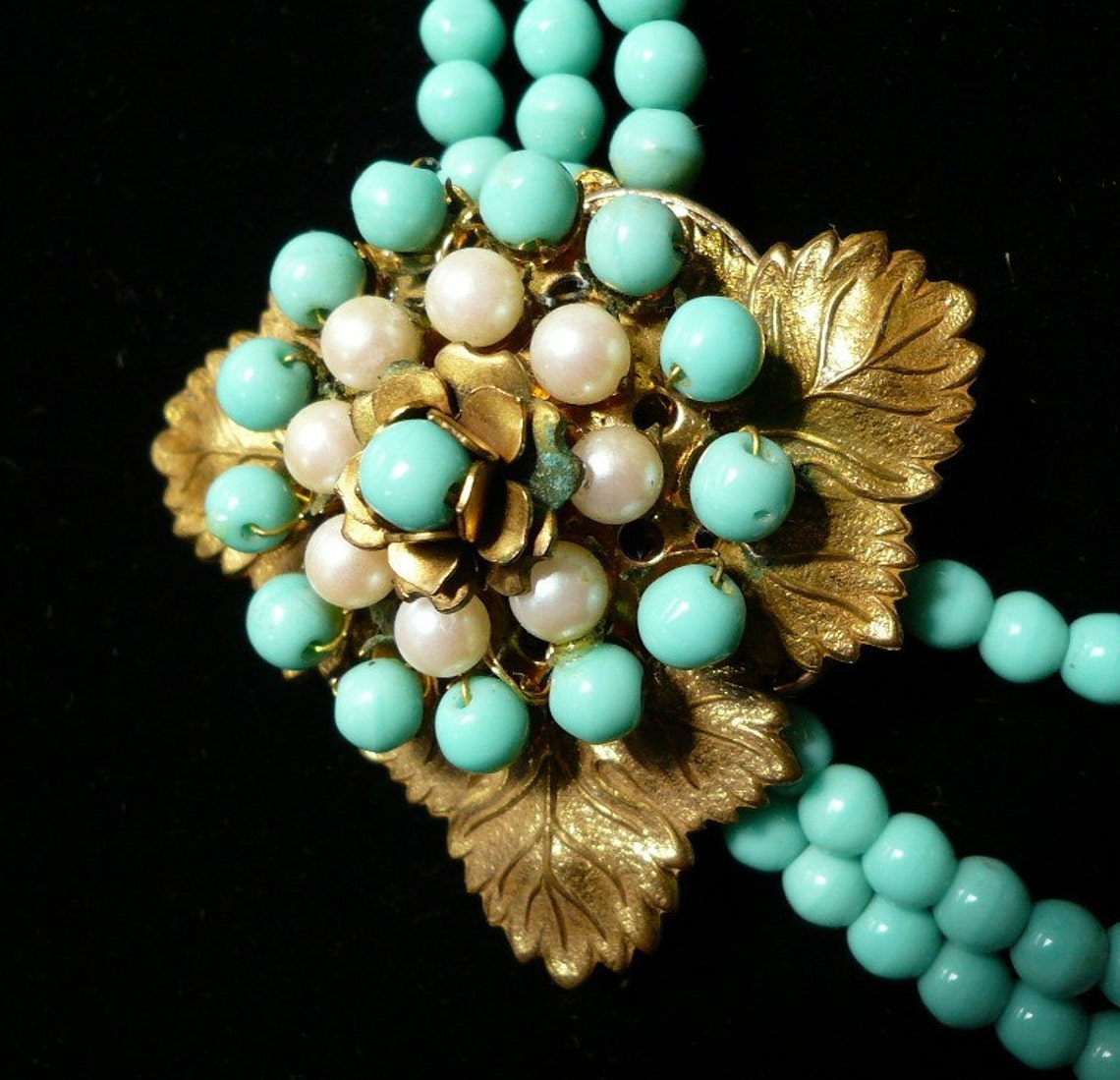 Miriam Haskell Signed Turquoise and Pearl Necklace 1960s - Etsy