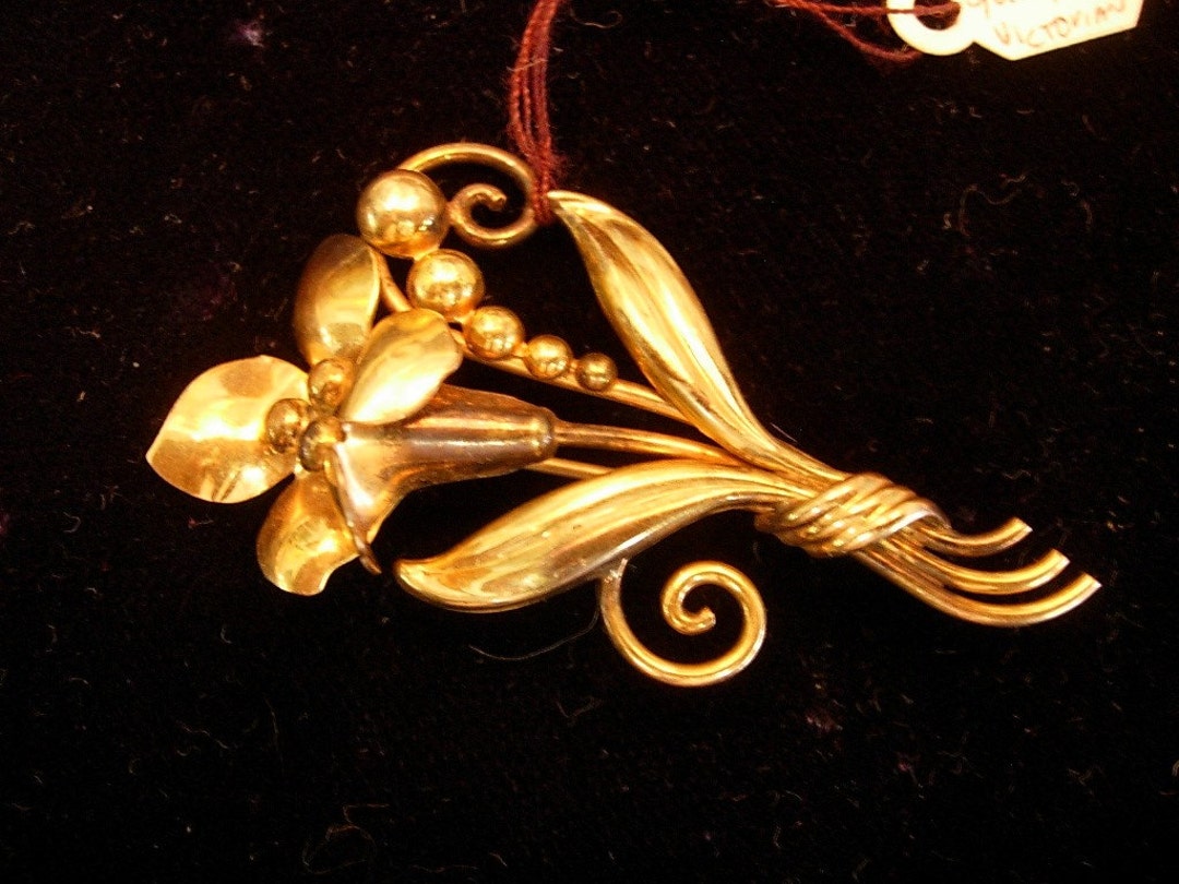 Antique Victorian Rose Gold Flower Lily Pin Brooch - Etsy