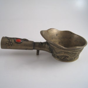 Fancy Brass Ashtray With Enameled Stones Oriental Motif Ashtray Mid ...