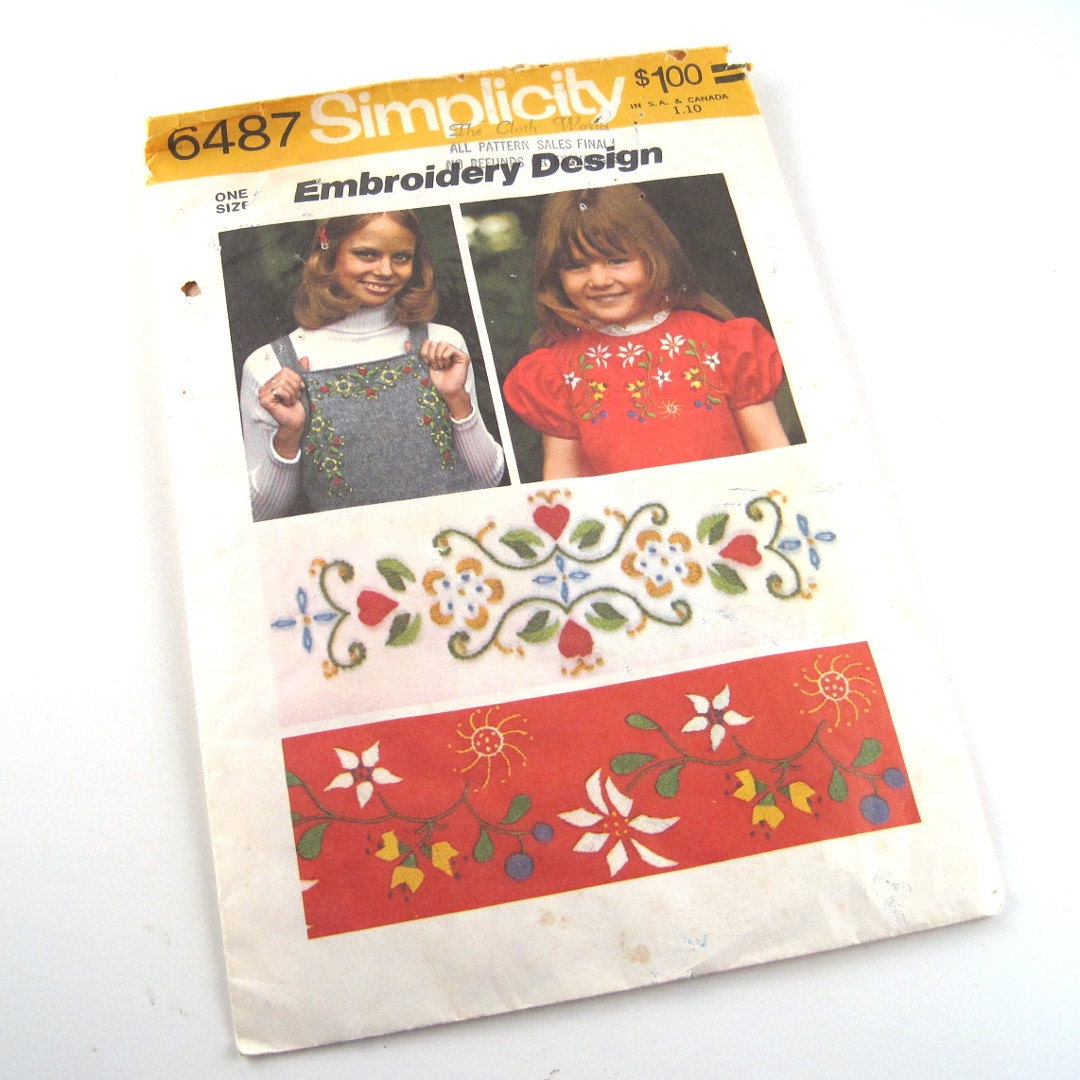 Vintage Simplicity Embroidery Pattern Folk Embroidery Embroidery Design ...