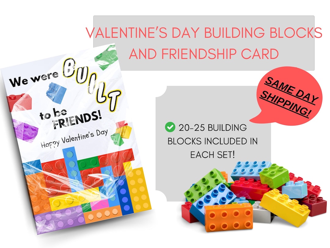 Valentine Gifts Classroom - We Were Built to Be Friends Card + Building ...
