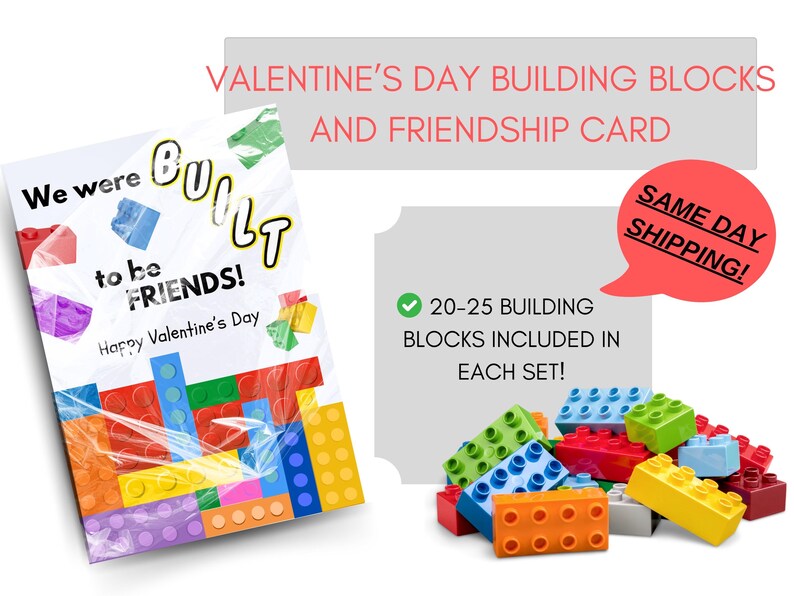 Valentine Gifts Classroom - We Were Built to Be Friends Card + Building ...