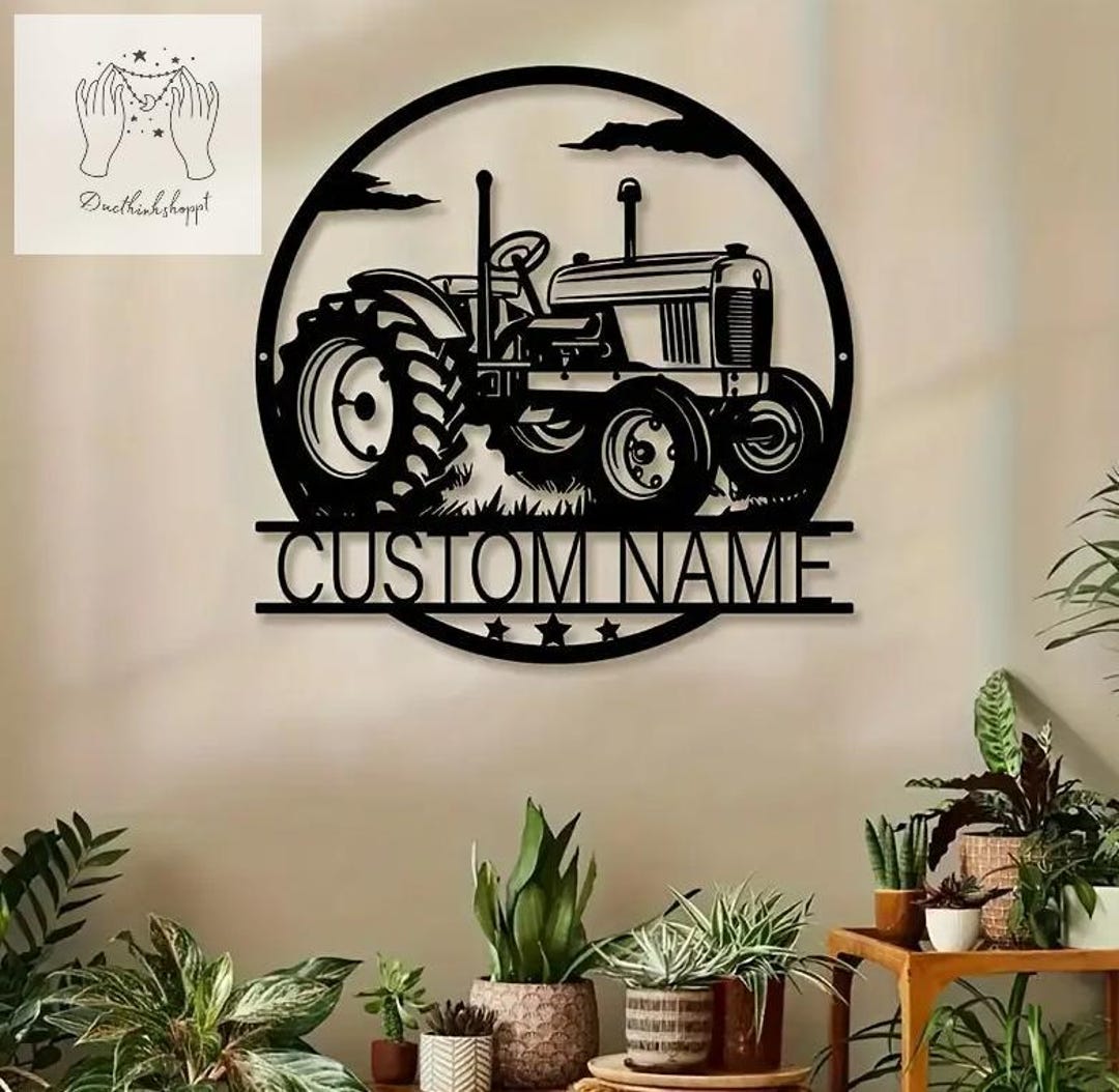 Custom Name Tractor Metal Sign, Farmhouse Wall Sign in Hollowed Out ...