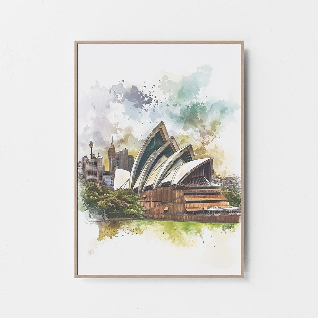 Sydney Opera House Art Print: Watercolor Style Minimalist and Modern ...